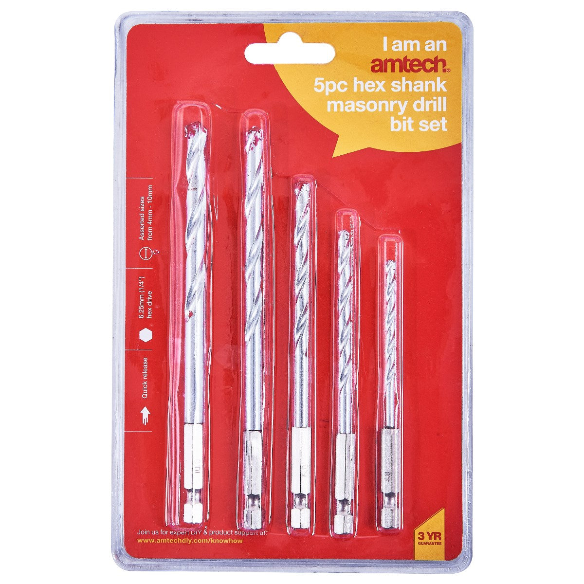5pc Hex Shank Masonry Drill Bit Set | AHK Plastics & Hardware Ltd